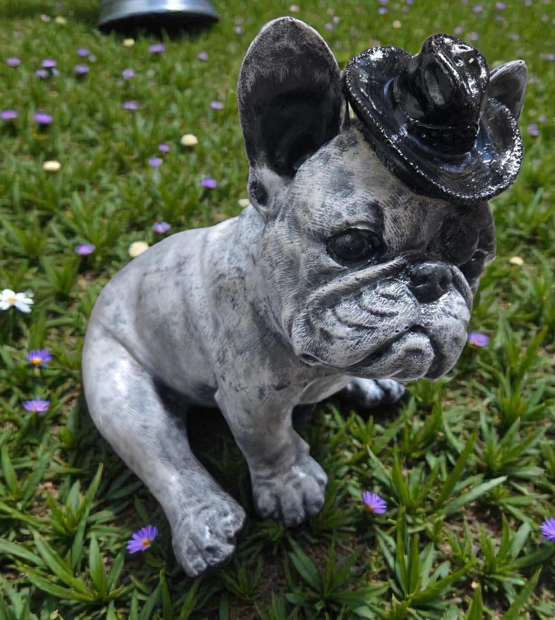 Concrete French Bulldog Garden Statue, Frenchie, Dog Memorial, Concrete ...