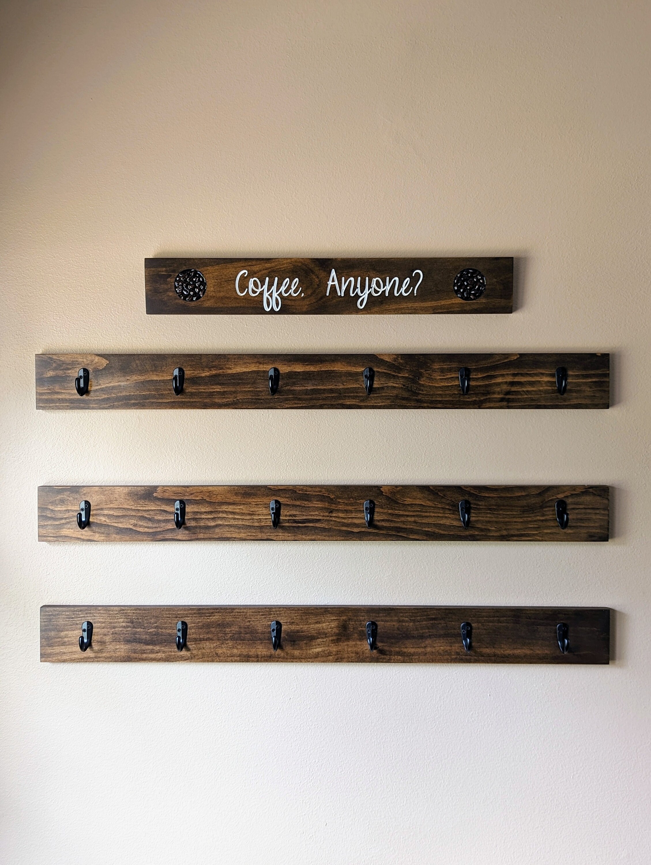 Handmade Coffee Mug Rack/hanger Coffee Bar Storage Dark Walnut Stained ...
