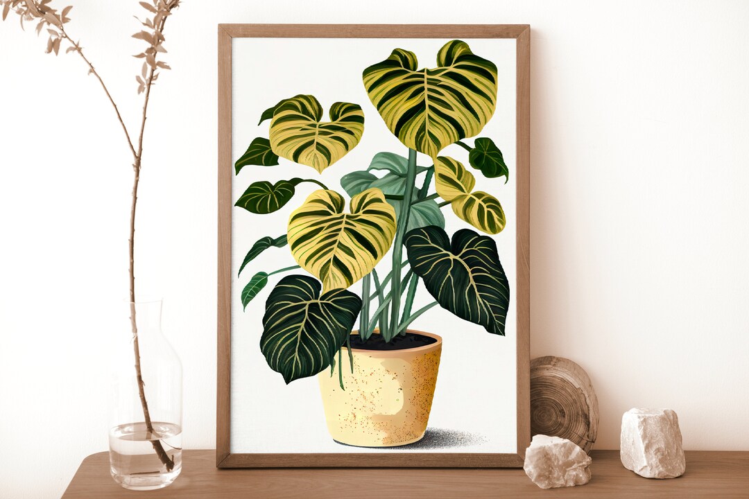 Large Leaf Plant in Pot Digital Art Botanical Wall Decor - Etsy