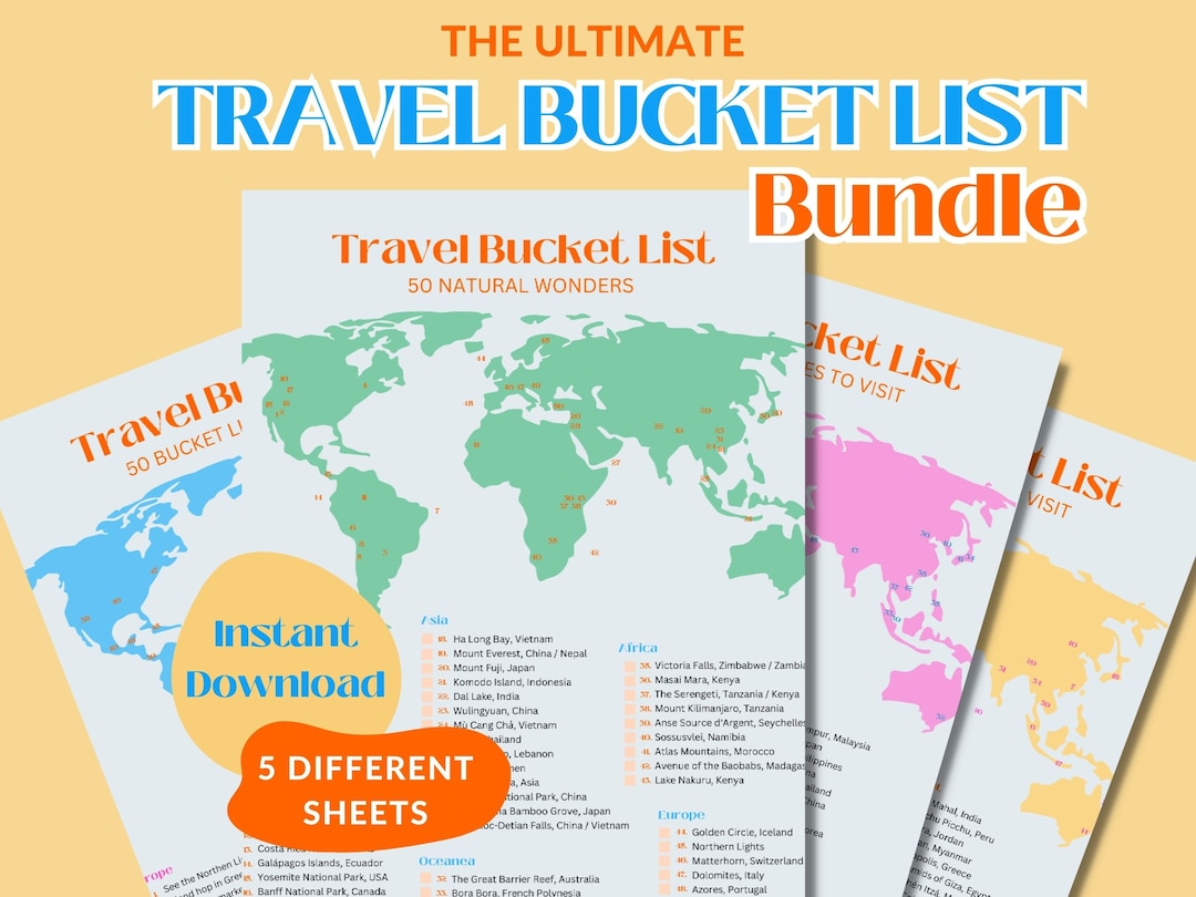 Ultimate Travel Bucket List Bundle Travel Poster Print Travel Gift for Travel Decor Prints ...