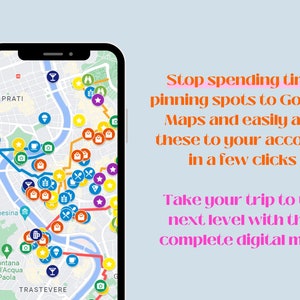 Rome Digital Travel Map for Google Maps Location Pins Rome Itinerary ...