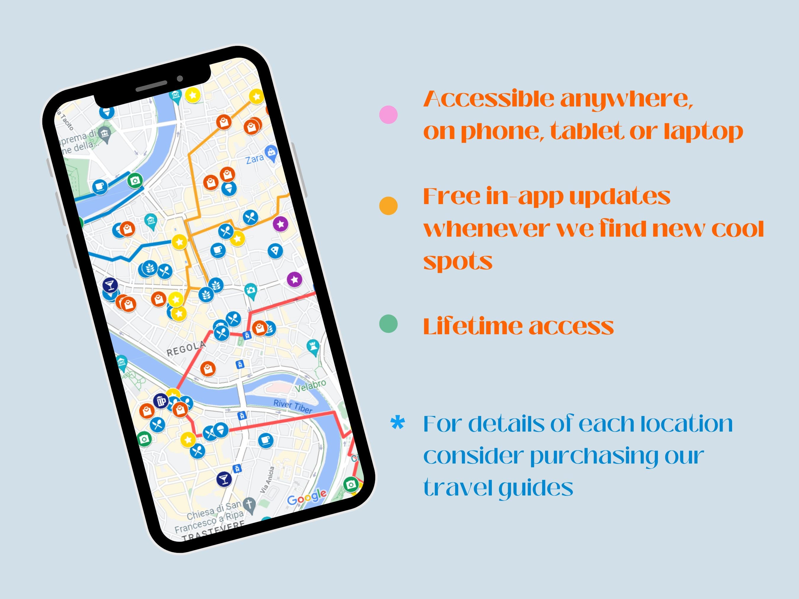 Rome Digital Travel Map for Google Maps Location Pins Rome Itinerary ...