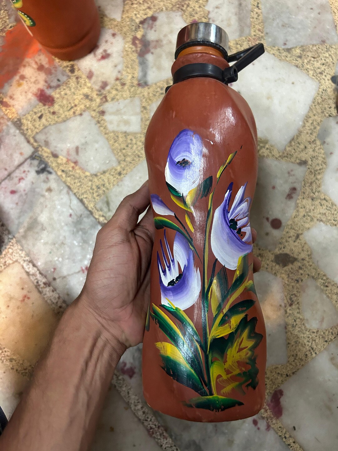 Ancient Rajasthani Bottle Handmade Clay Water Bottle, 500ml/ 100 % Eco ...