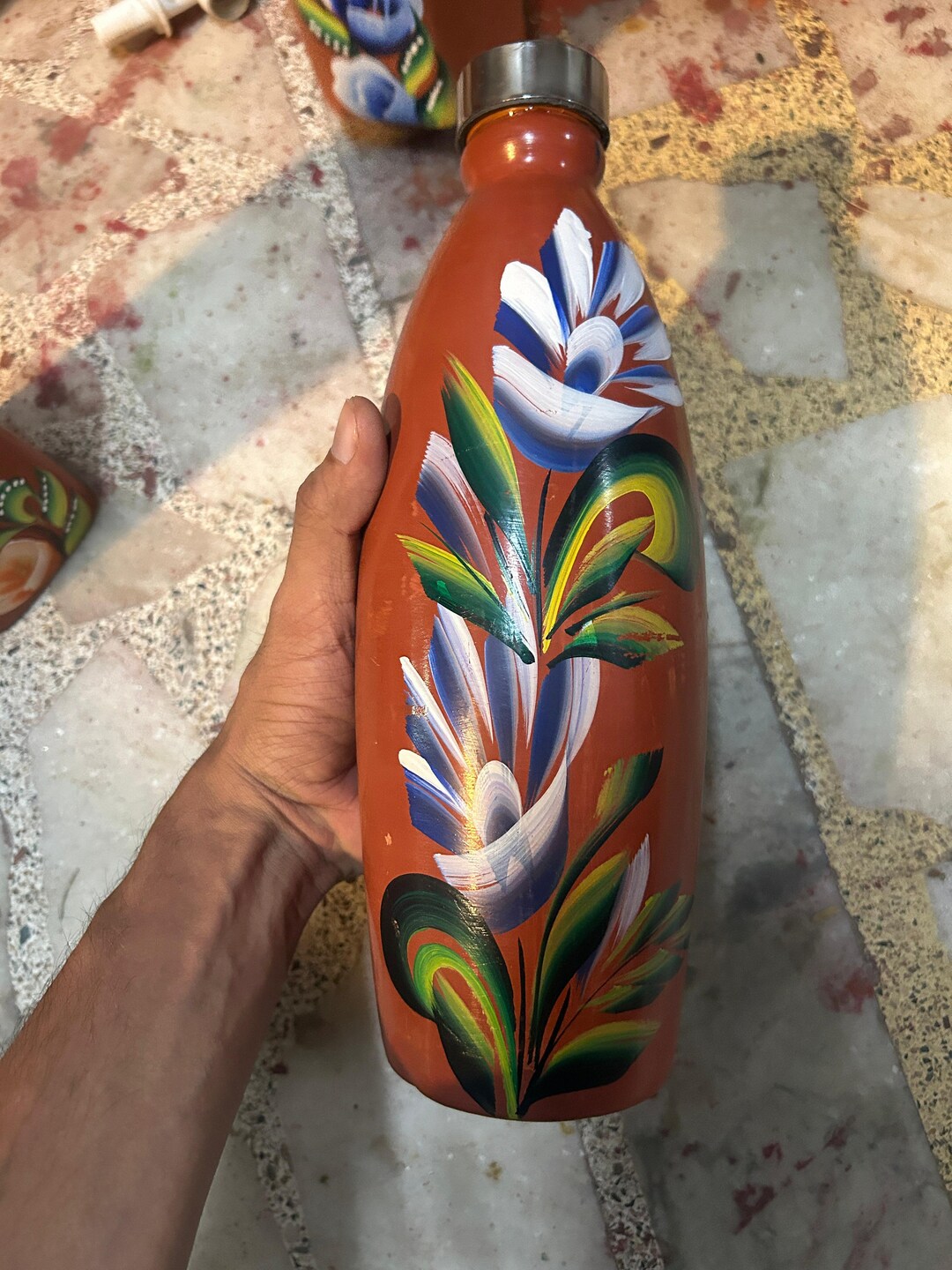 Ancient Rajasthani Bottle Handmade Clay Water Bottle, 500ml/ 100 % Eco ...
