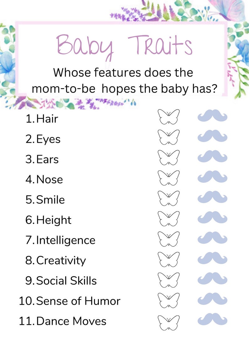 Baby Traits Game - Etsy