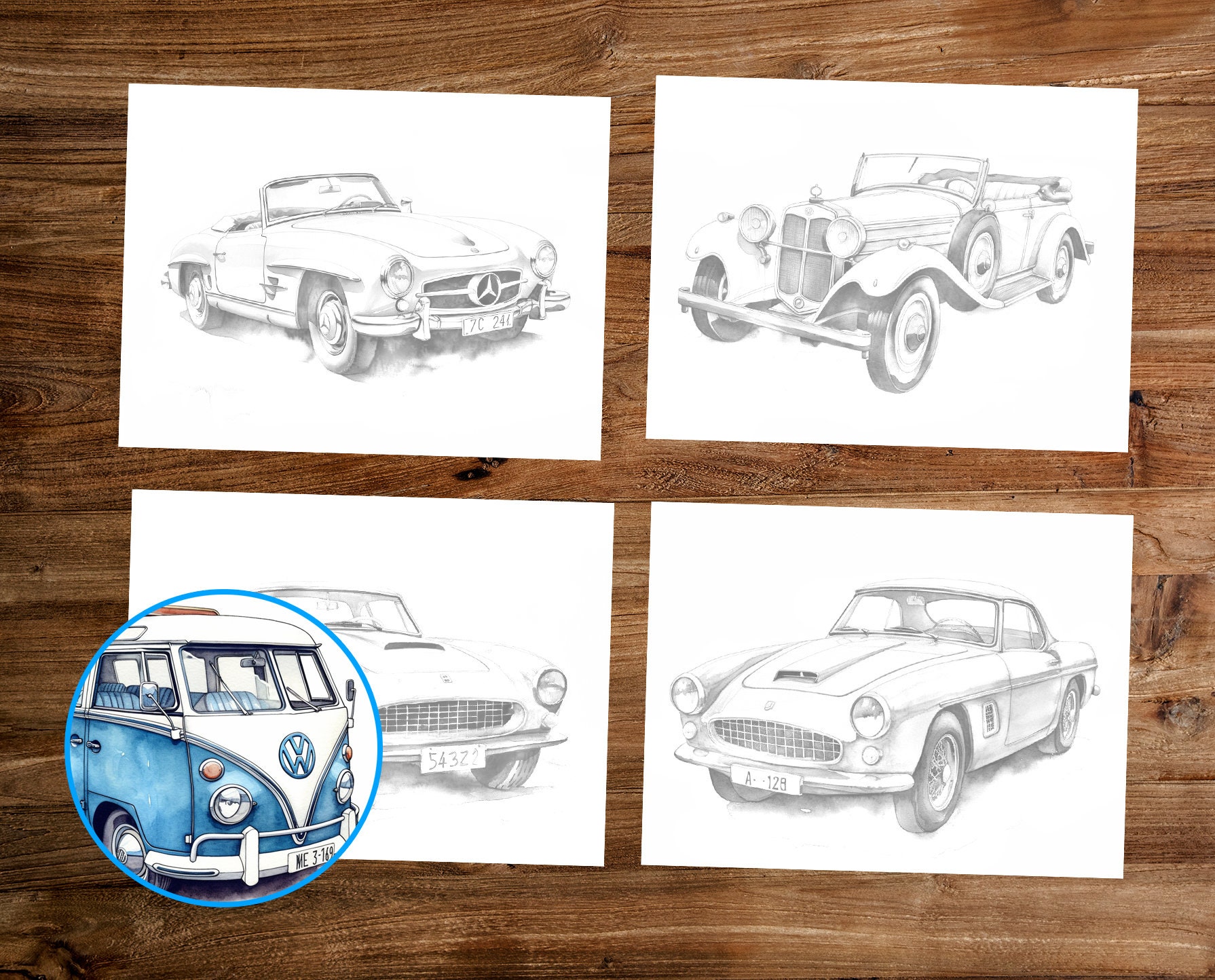 26 Retro Classic Car Coloring Book Adults Kids Coloring Pages, Download ...
