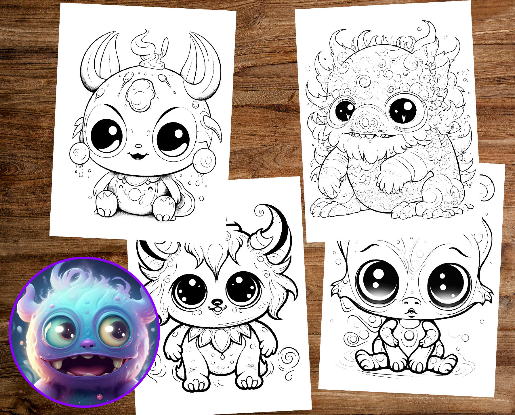 Adorable Creepy Monsters Coloring Book for Adults Kids Coloring Pages ...