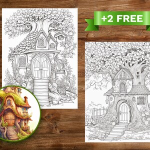 26 Enchanted Forest Treehouse Coloring Book Adults Kids Coloring Pages ...