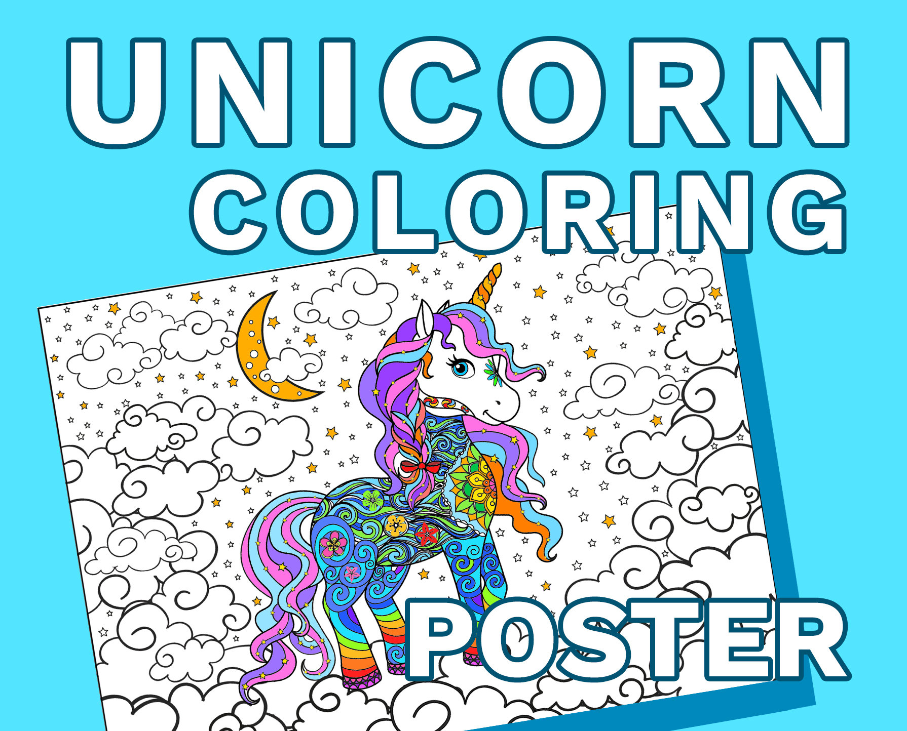 Giant Coloring Poster Adults & Kids - Fun Time for Families, Friends ...