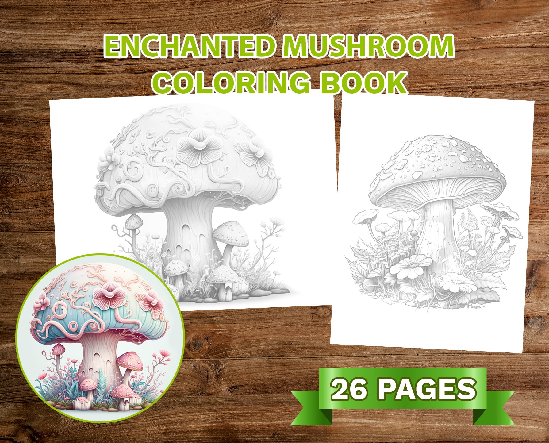 26 Enchanted Mushroom Coloring Book Adults Kids Coloring Pages, Instant ...