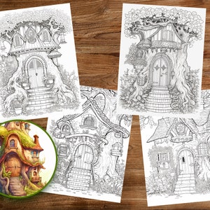 26 Enchanted Forest Treehouse Coloring Book Adults Kids Coloring Pages ...