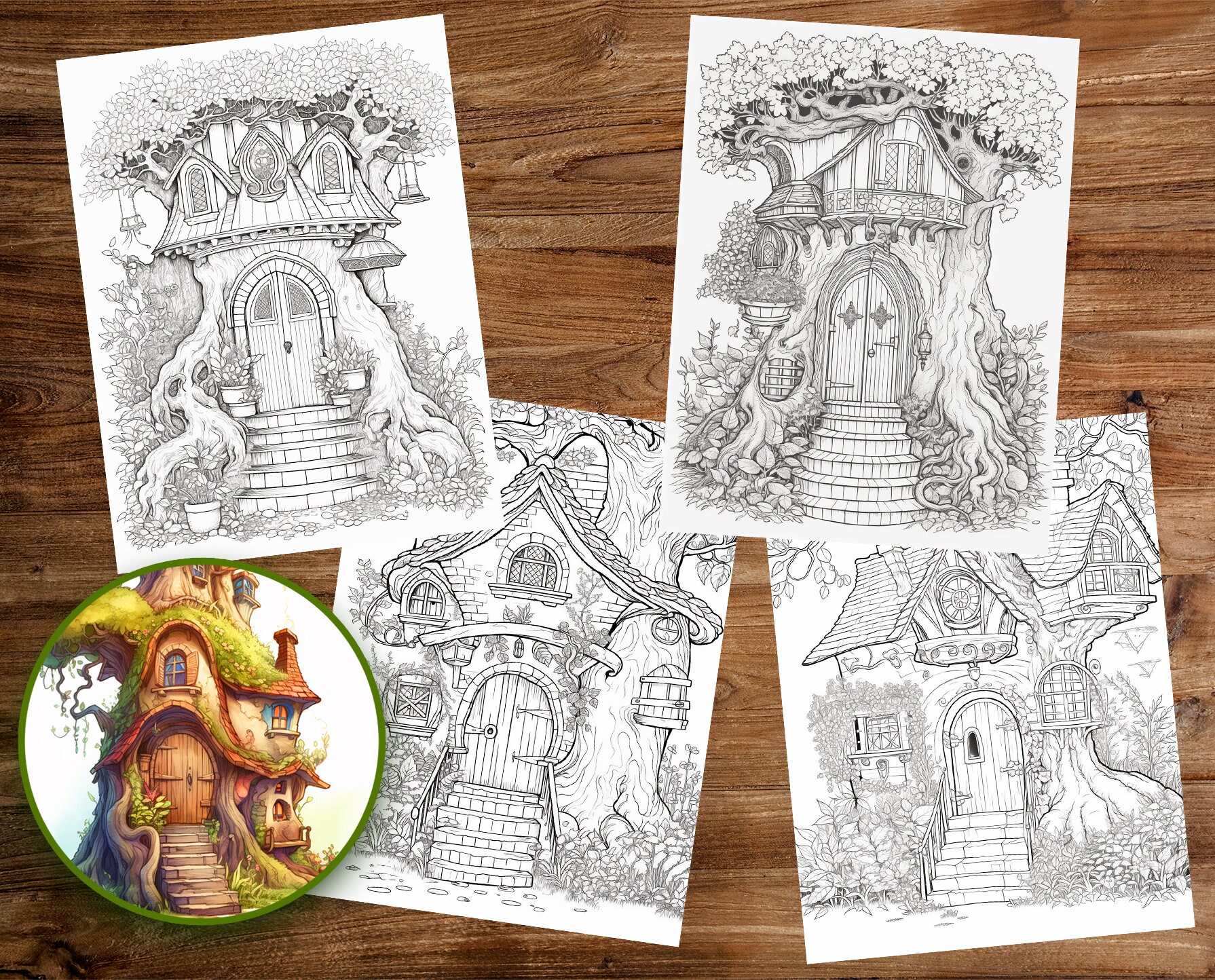 26 Enchanted Forest Treehouse Coloring Book Adults Kids - Etsy
