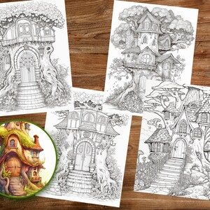 26 Enchanted Forest Treehouse Coloring Book Adults Kids Coloring Pages ...