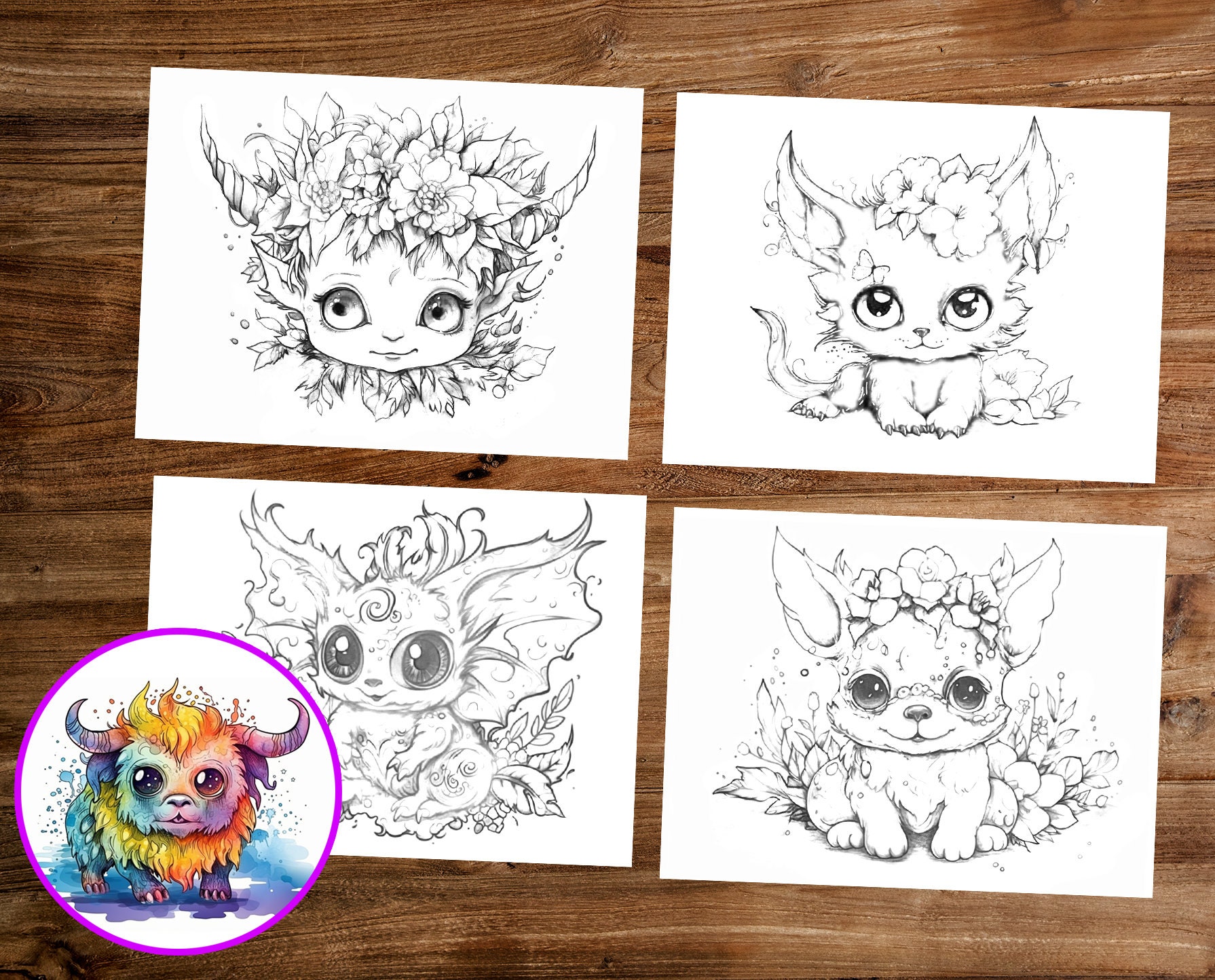 26 Fantastical Critters Creatures Coloring Book Adults Kids Coloring ...