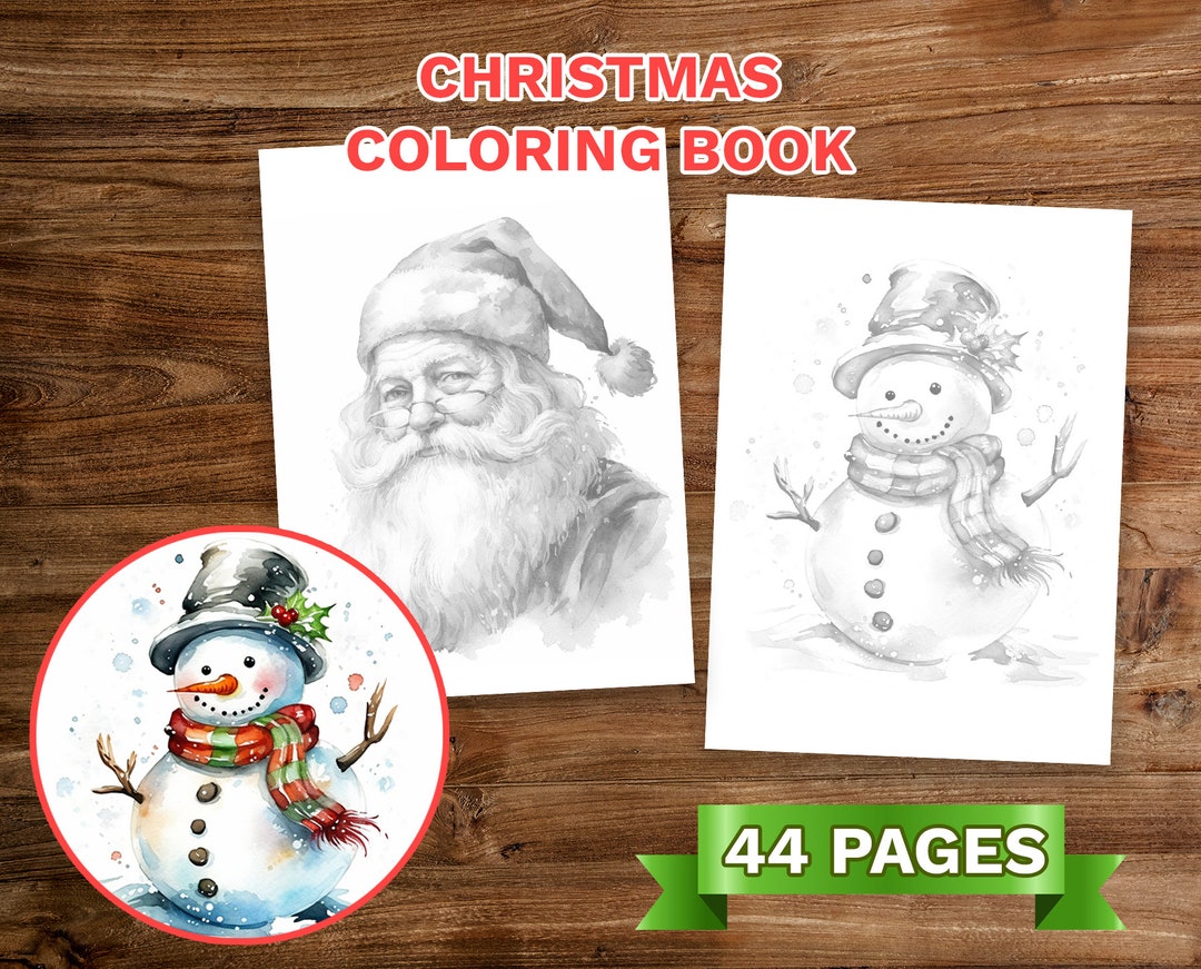 Christmas Coloring Book Adults Kids Coloring Pages, Download Grayscale ...