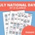 Printable July National Day Calendar | Holiday Tracker at a Glance ...