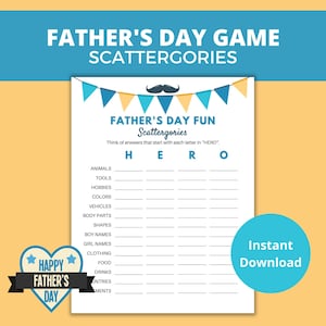Father's Day Party Game | Printable Scattergories Activity | Family Fun ...