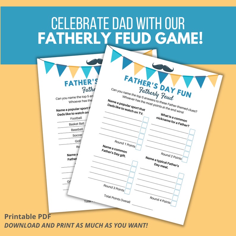Printable Father's Day Game for All Ages | Family Feud Quiz | Friendly ...