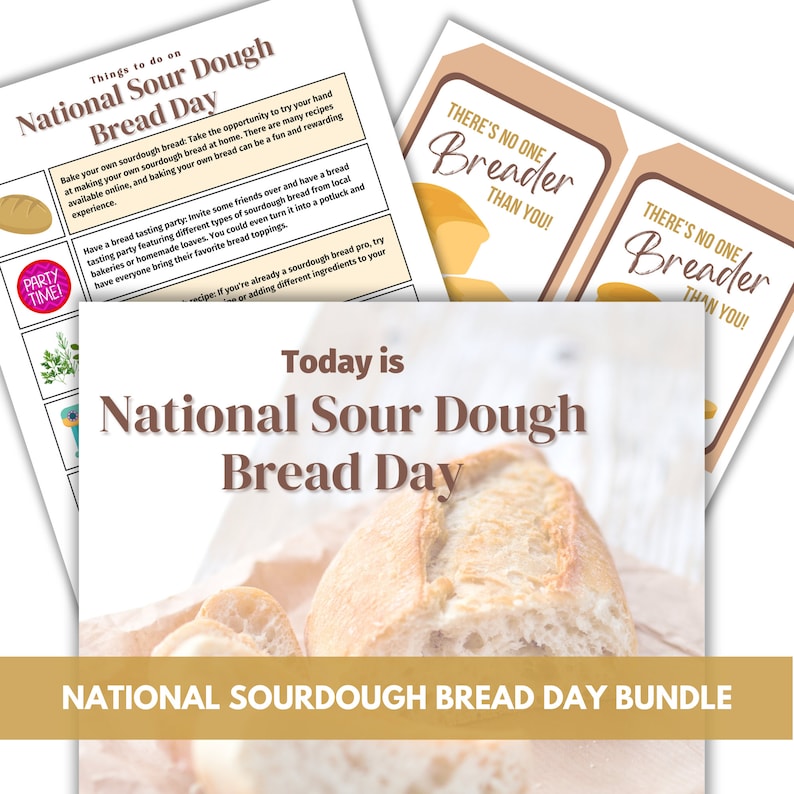 National Sourdough Bread Day Bundle of Printables, Bread Tasting Party ...