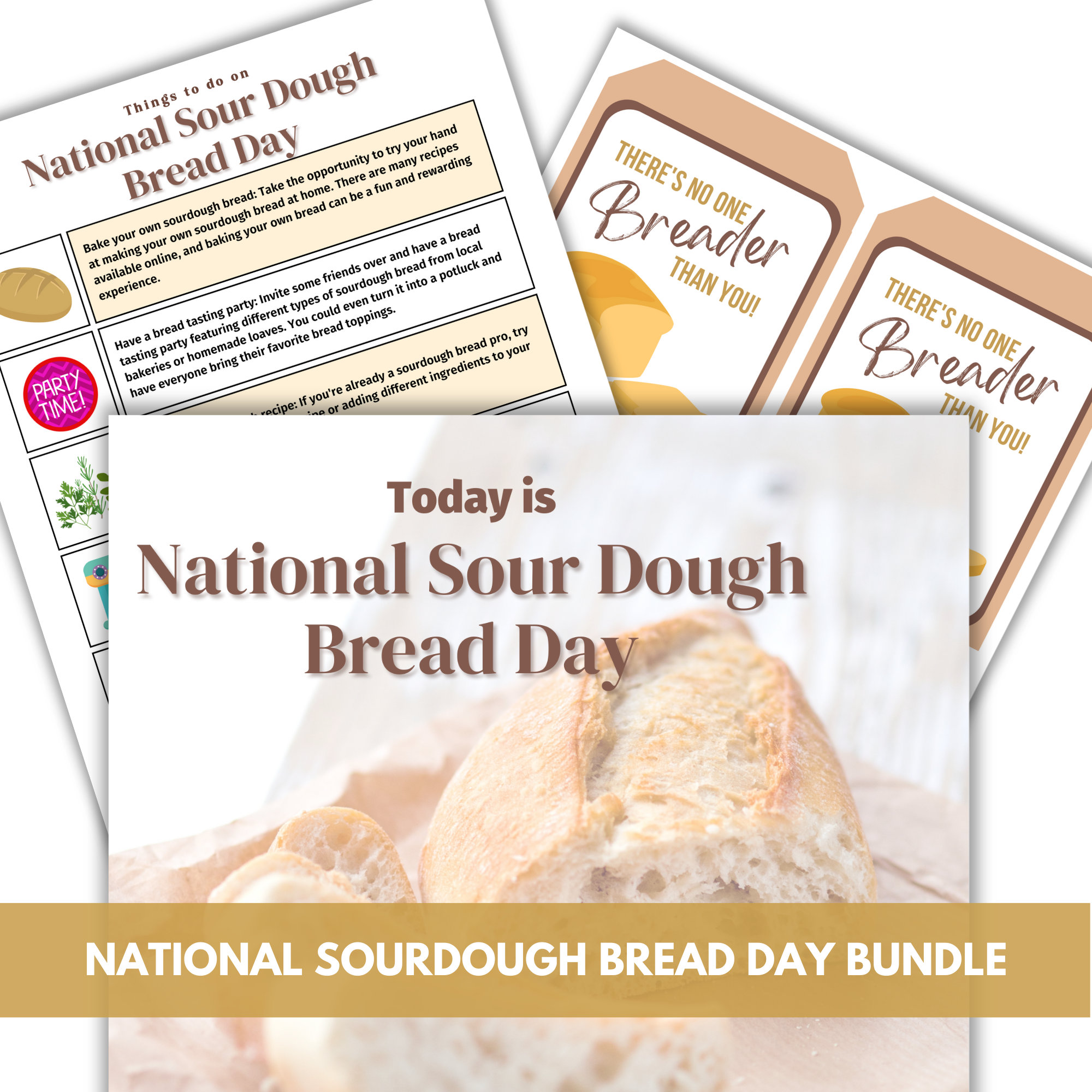 National Sourdough Bread Day Bundle of Printables, Bread Tasting Party ...