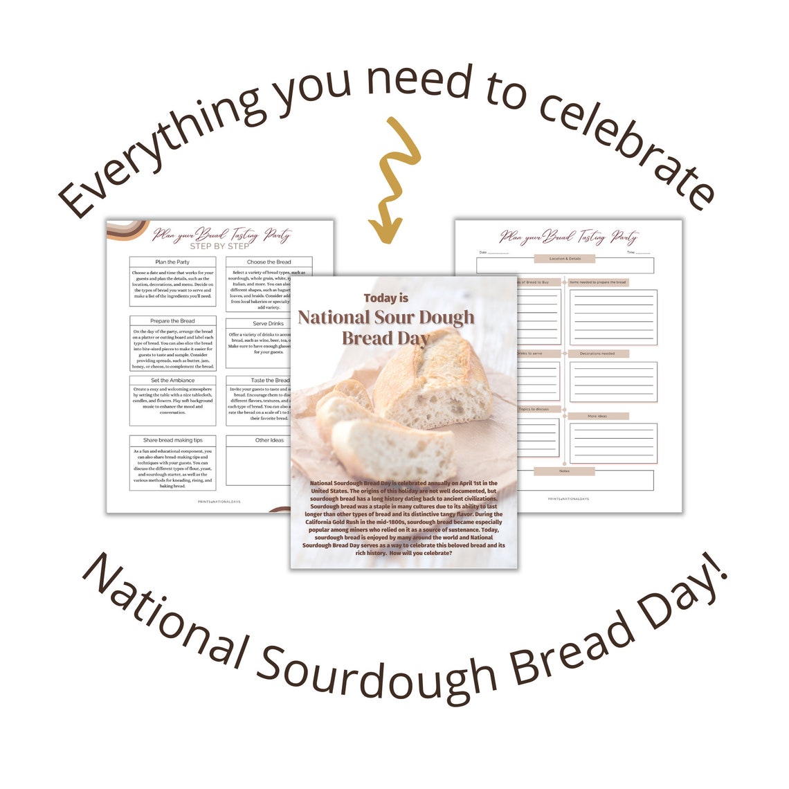 National Sourdough Bread Day Bundle of Printables, Bread Tasting Party ...