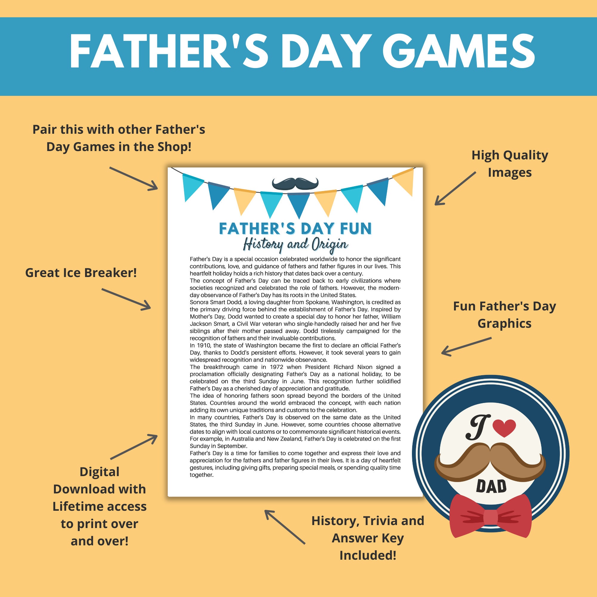 Printable Father's Day Trivia Game With History, Origin and Answer Key ...