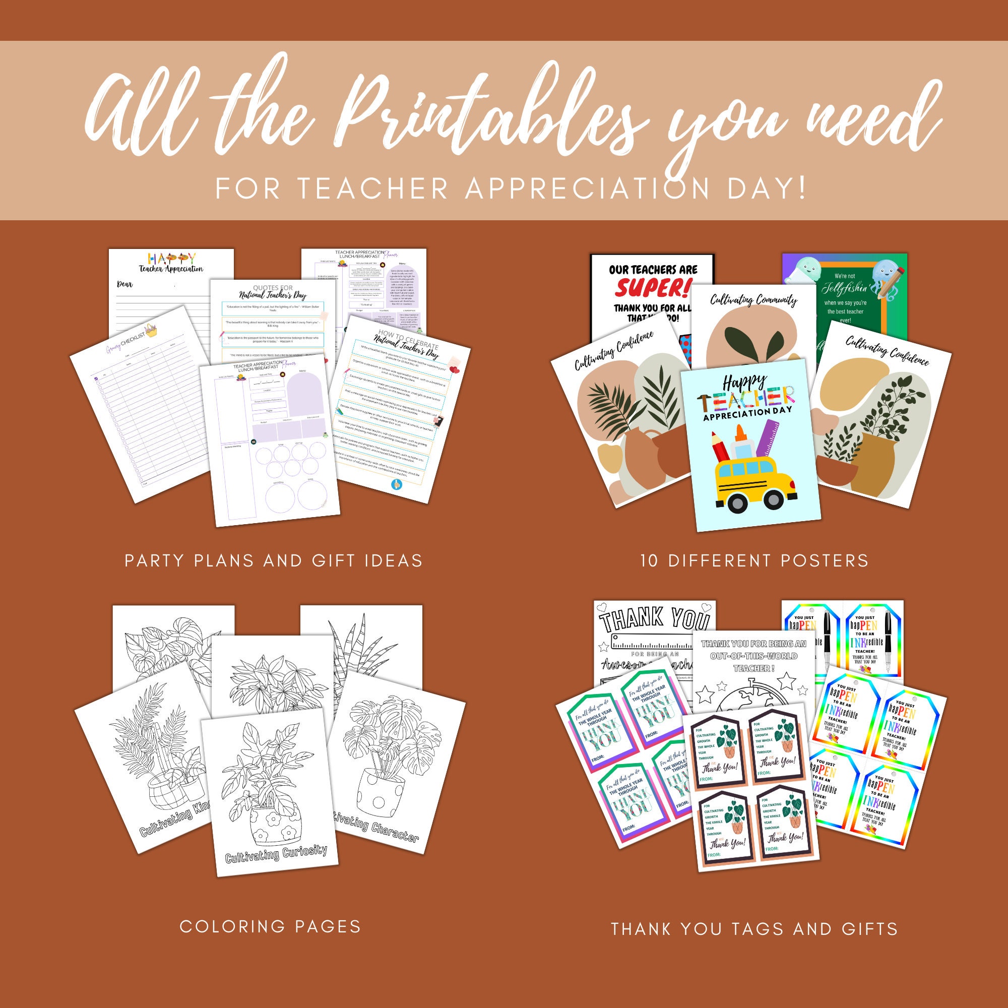 National Teacher Appreciation Day Printables, Celebration Planner and ...