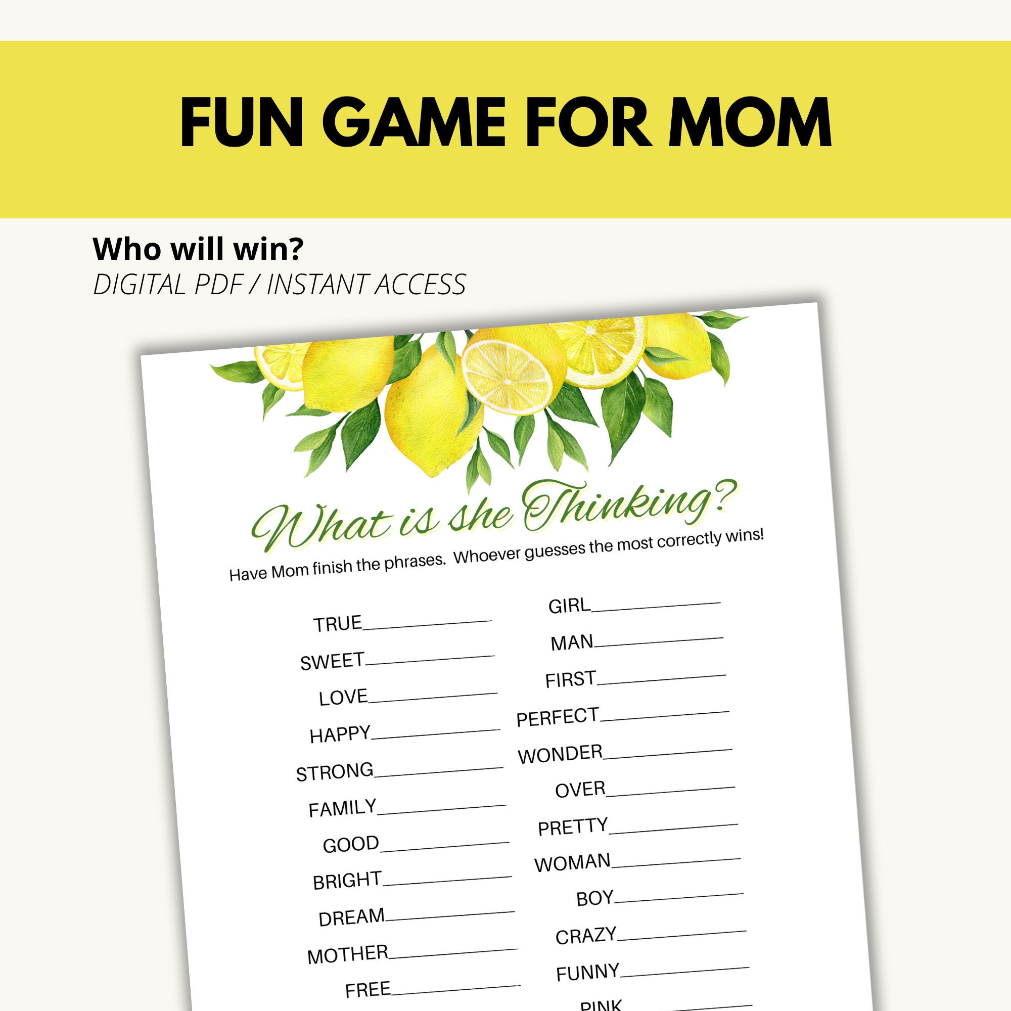 Mother's Day Game | What is She Thinking Quiz | Finish the Phrase Party ...