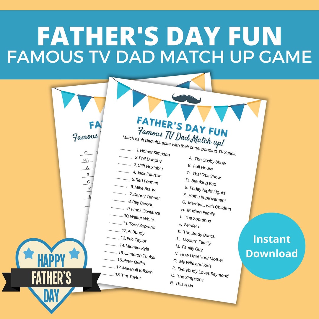 Printable Father's Day Game | Famous TV Dad Match up Quiz | TV ...
