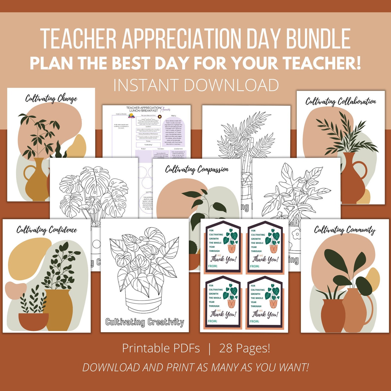 National Teacher Appreciation Day Printables, Celebration Planner and ...