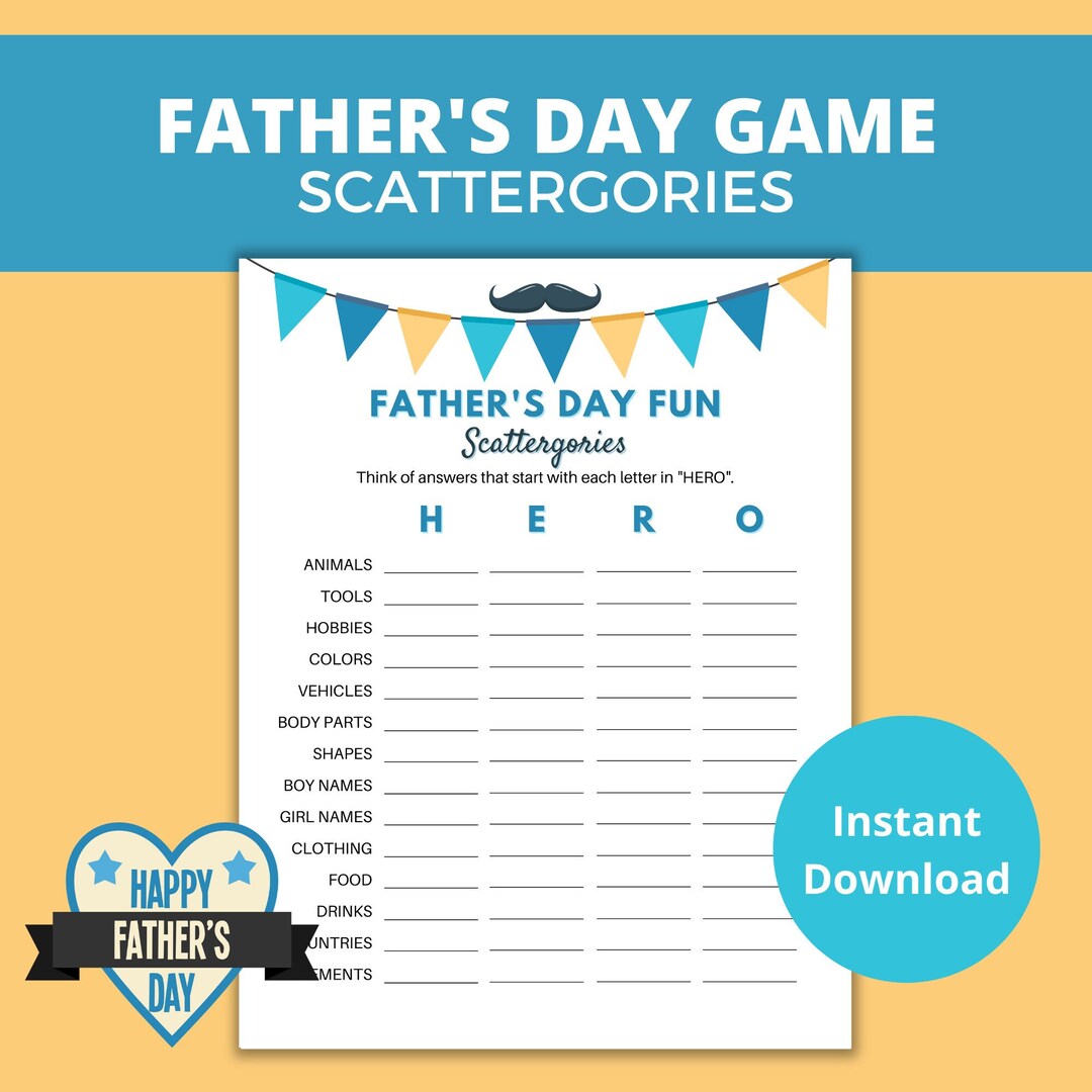 Father's Day Party Game | Printable Scattergories Activity | Family Fun ...