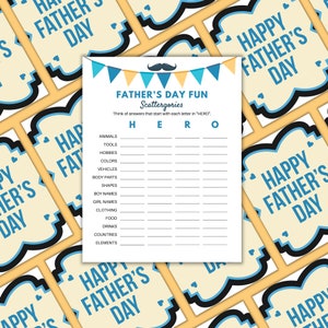 Father's Day Party Game | Printable Scattergories Activity | Family Fun ...