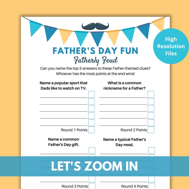 Printable Father's Day Game for All Ages | Family Feud Quiz | Friendly ...