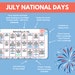 Printable July National Day Calendar Holiday Tracker at a - Etsy