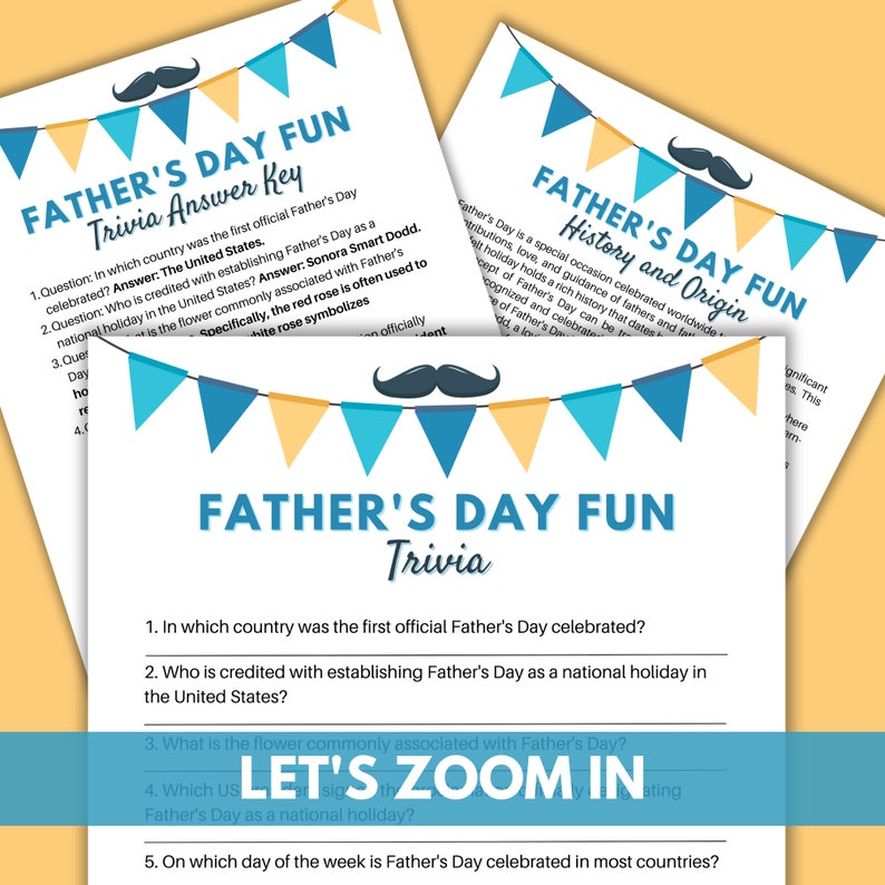 Printable Father's Day Trivia Game With History Origin - Etsy
