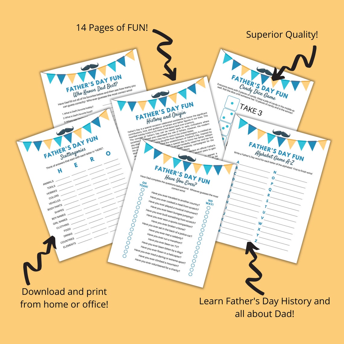 Printable Father's Day Games Bundle | Party Activities for Kids and ...