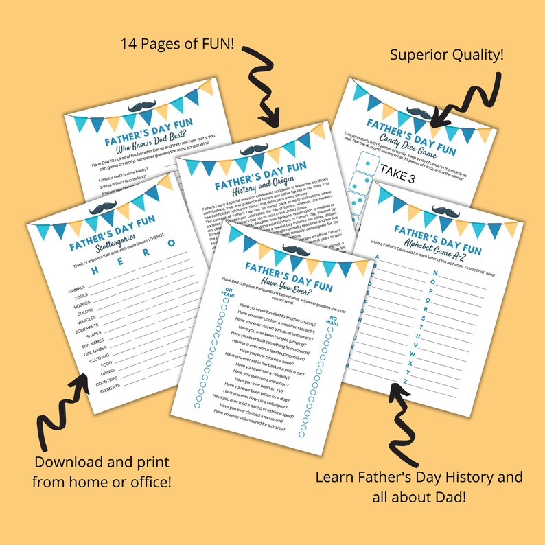 Printable Father's Day Games Bundle | Party Activities for Kids and ...