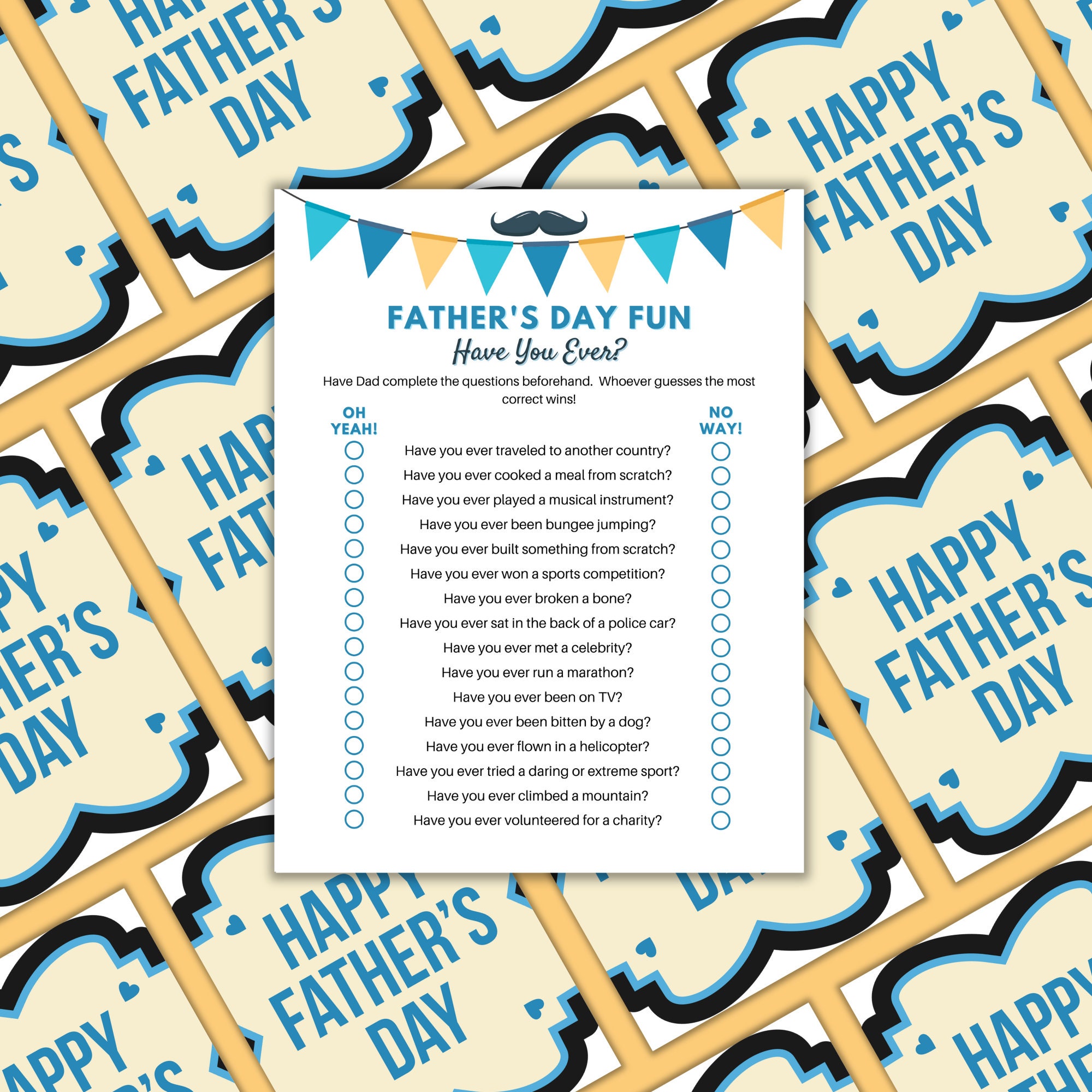Printable Father's Day Game | Have You Ever Icebreaker Quiz | Family ...