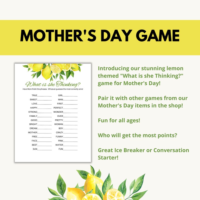 Mother's Day Game | What is She Thinking Quiz | Finish the Phrase Party ...