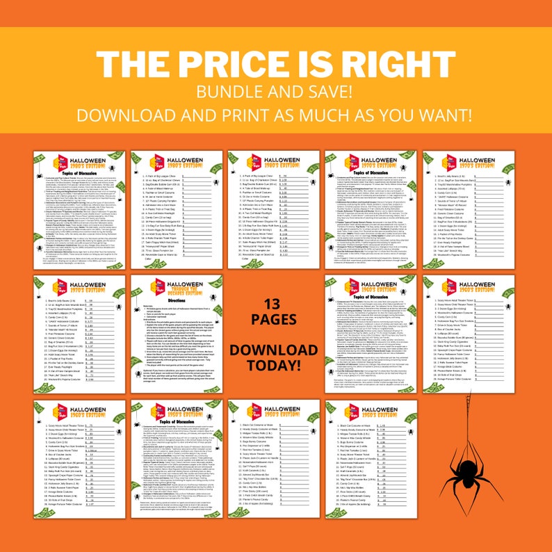 Retro Halloween Price is Right Game Bundle | 4 Decades of Fun | 1950s ...