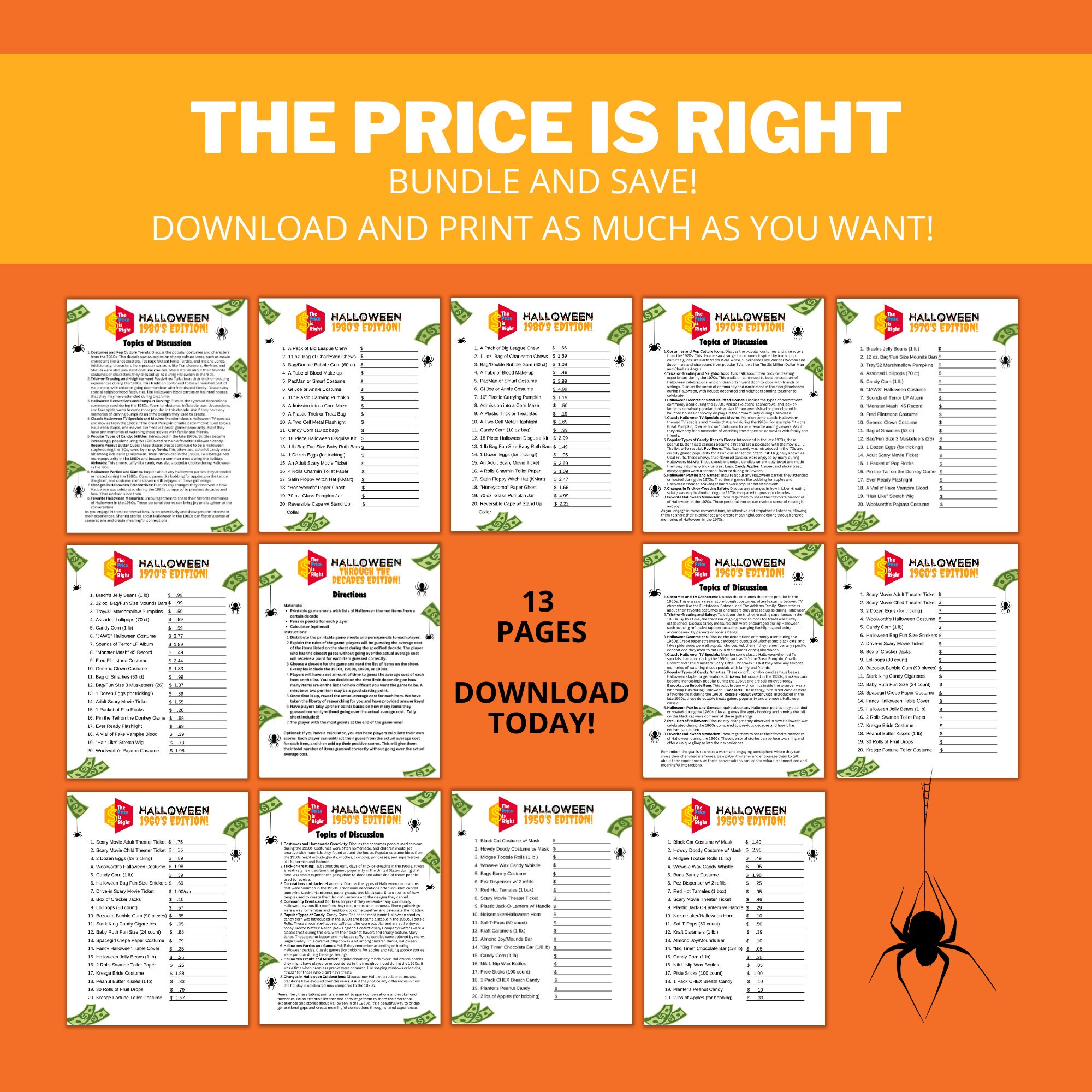 Retro Halloween Price is Right Game | 1950s-1980s Party (instant ...