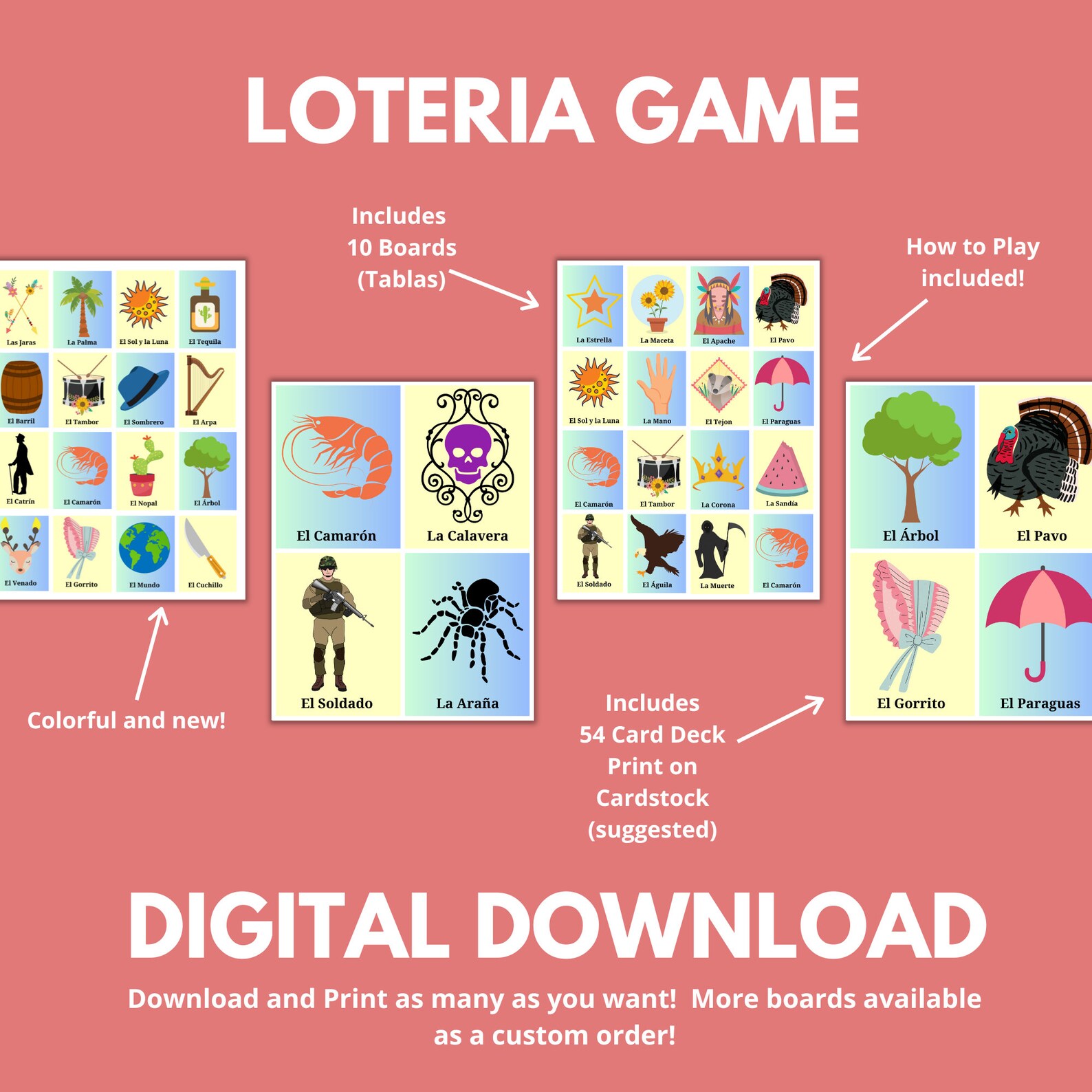 Printable Loteria Game Mexican Bingo Digital Download Cinco De Mayo ...