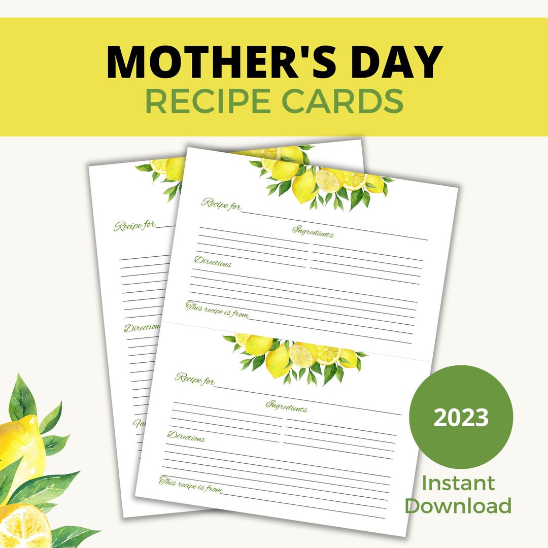 Printable Mother's Day Activity, Recipe Cards for Mom, Practical and ...