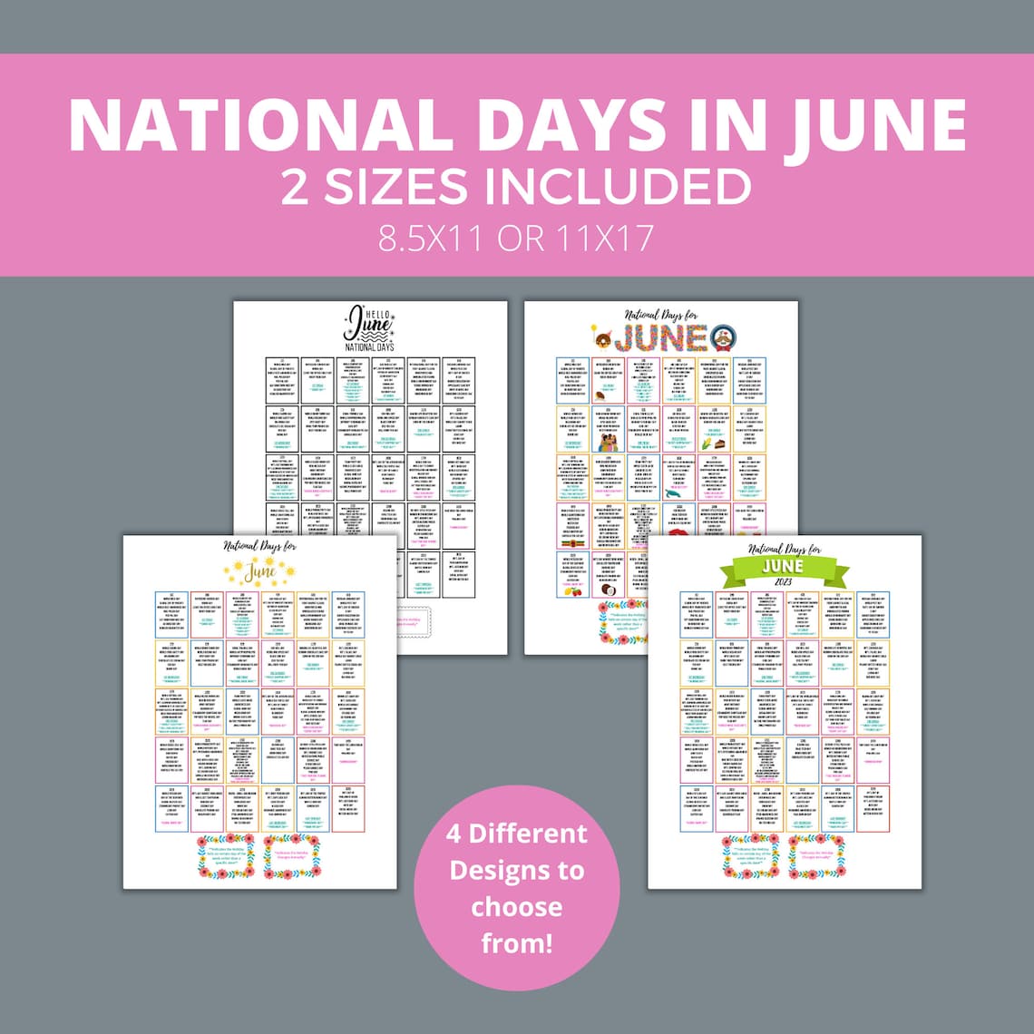 June National Day Calendar Printable | at a Glance Holiday Tracker ...