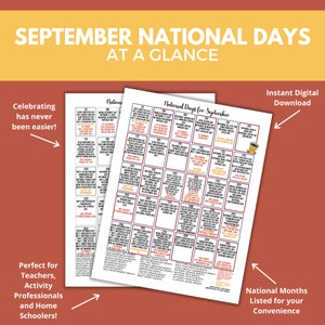 Printable September National Day Calendar | Holiday Tracker at a Glance ...