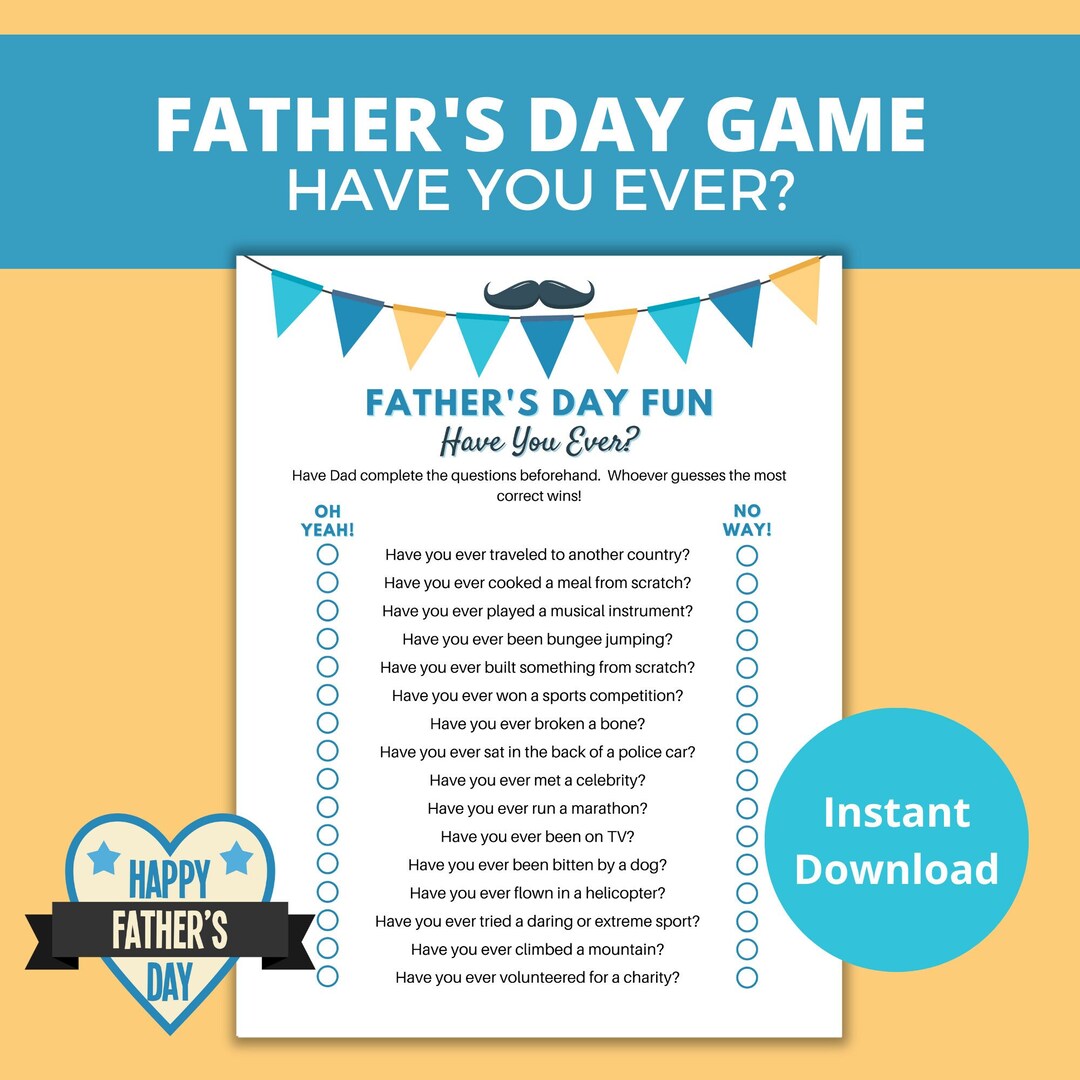 Printable Father's Day Game | Have You Ever Icebreaker Quiz | Family ...