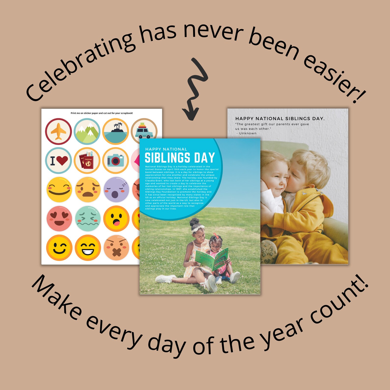National Siblings Day Printable Bundle, National Siblings Day Prints ...
