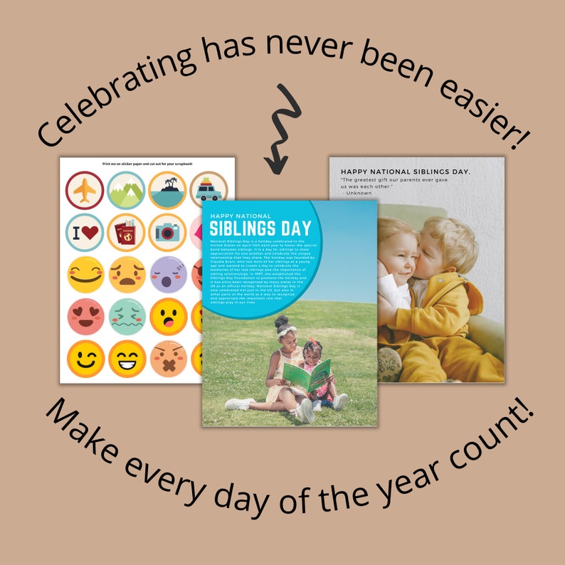 National Siblings Day Printable Bundle, National Siblings Day Prints ...