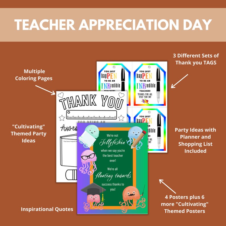 National Teacher Appreciation Day Printables Celebration - Etsy