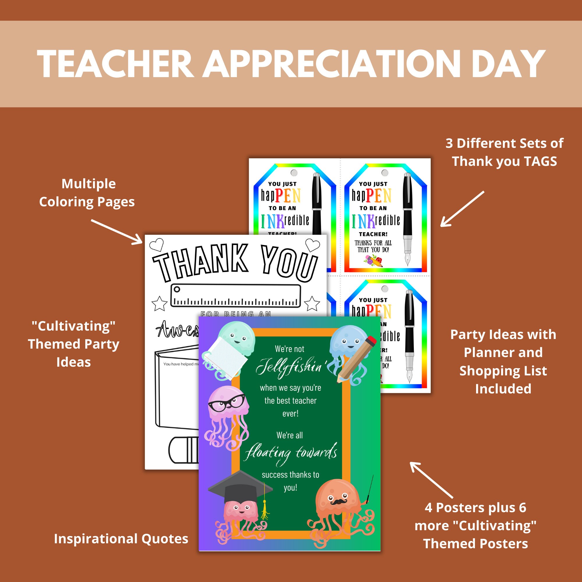 National Teacher Appreciation Day Printables, Celebration Planner and ...